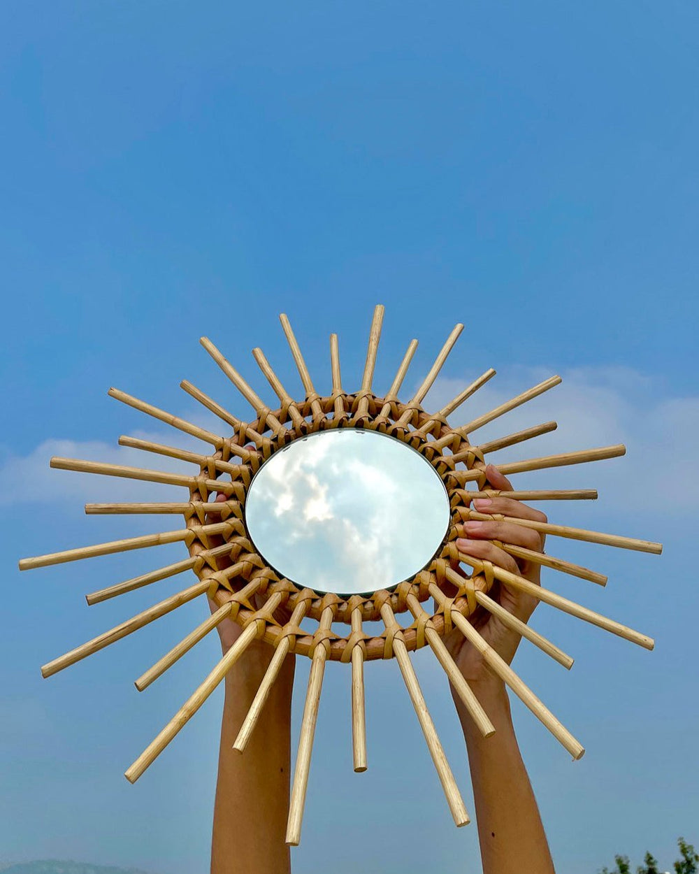 Sunshine Round Cane Mirror | Decorative Mirrors at Kolus Home
