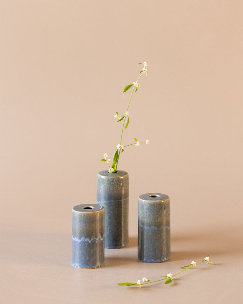 Blue Trio Vases | Ceramic Flower vases at Kolus Home