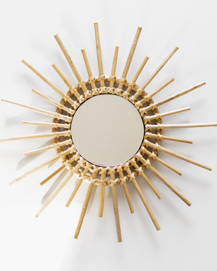 Sunshine Round Cane Mirror | Decorative Mirrors at Kolus Home